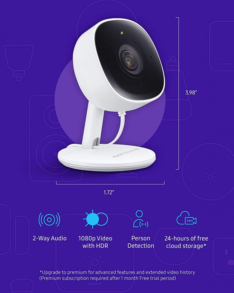 Samsung SmartThings Cam, Full HD 1080p, nói chuyện 2 chiều, lưu cloud ...