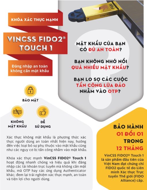 Khóa xác thực VinCSS FIDO2 Touch 1 - Gu Công Nghệ